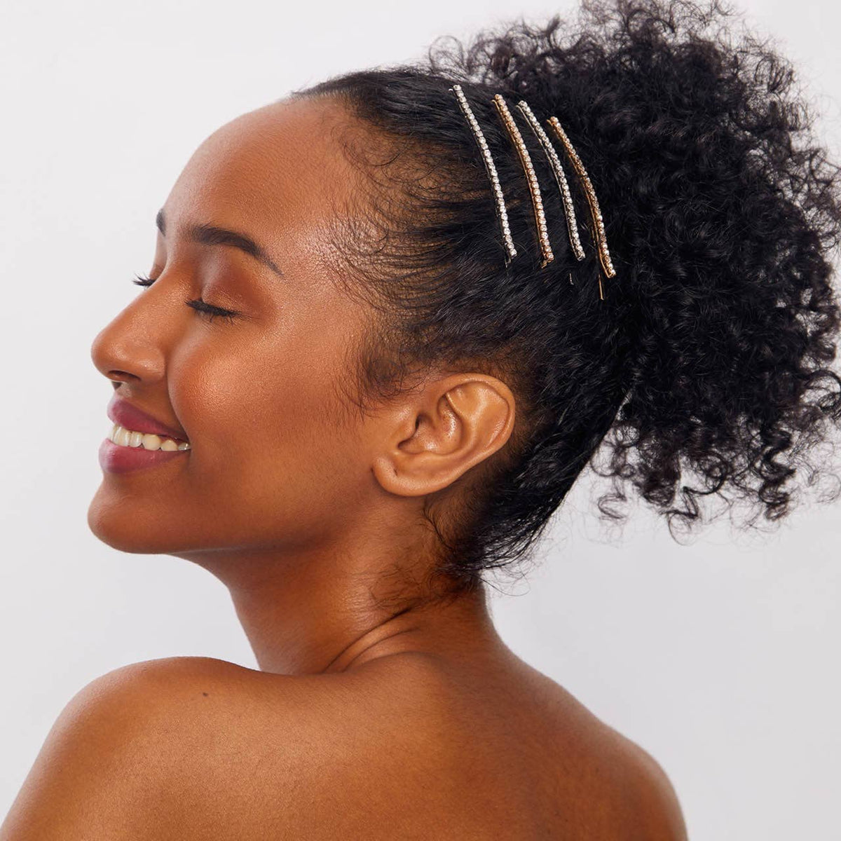 Metal Rhinestone Extra Long Bobby Pins 4pc Set - Gold/Silver ...