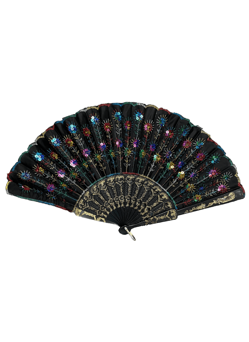 Hand Held Folding Dance Fan - Black, Red | DanceWear Corner