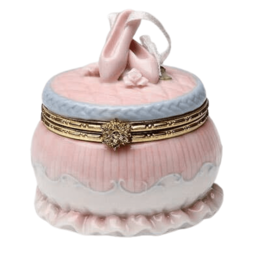 Porcelain Round Trinket Box with Pink Ballet Slippers – DanceWear Corner