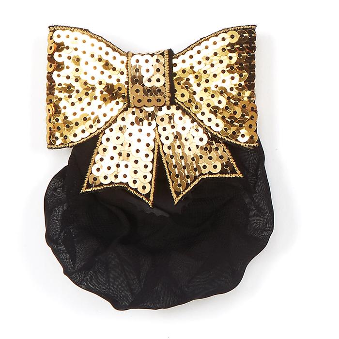 Dasha Sequin Bow with Snood - Gold — DanceWear Corner