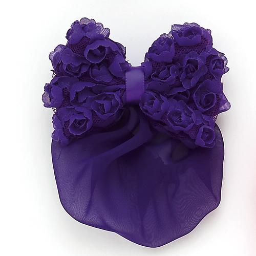 Dasha Rosette Bow with Snood - Purple — DanceWear Corner