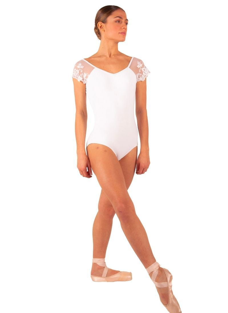Ballet Rosa Josephine Leotard | Lace Cap Sleeve V-Neck Leotard ...